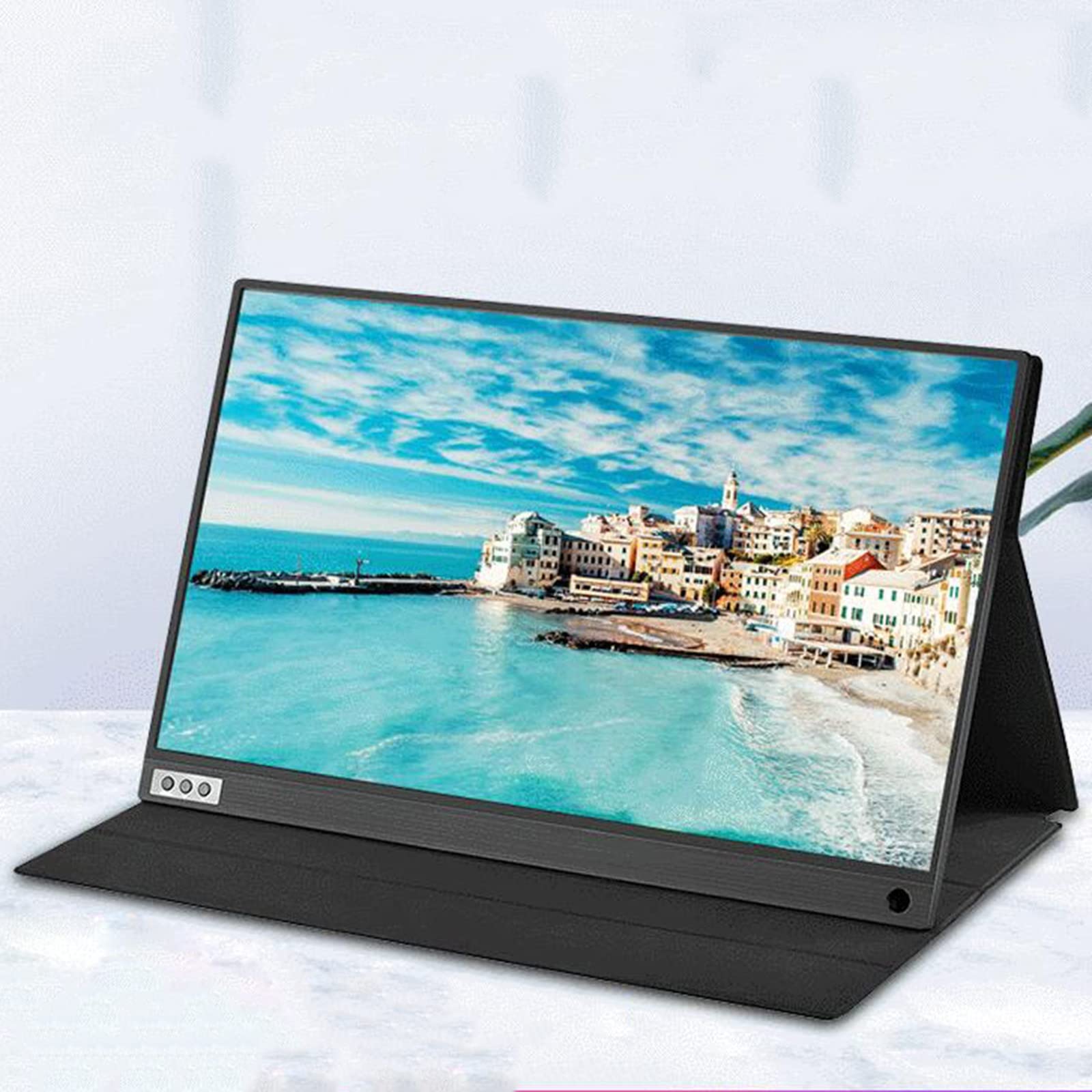 External Portable Display, 15-inch Large Screen, Hdmi Ultra-Thin Portable Display, 1080P High-Definition, Free Leather Case