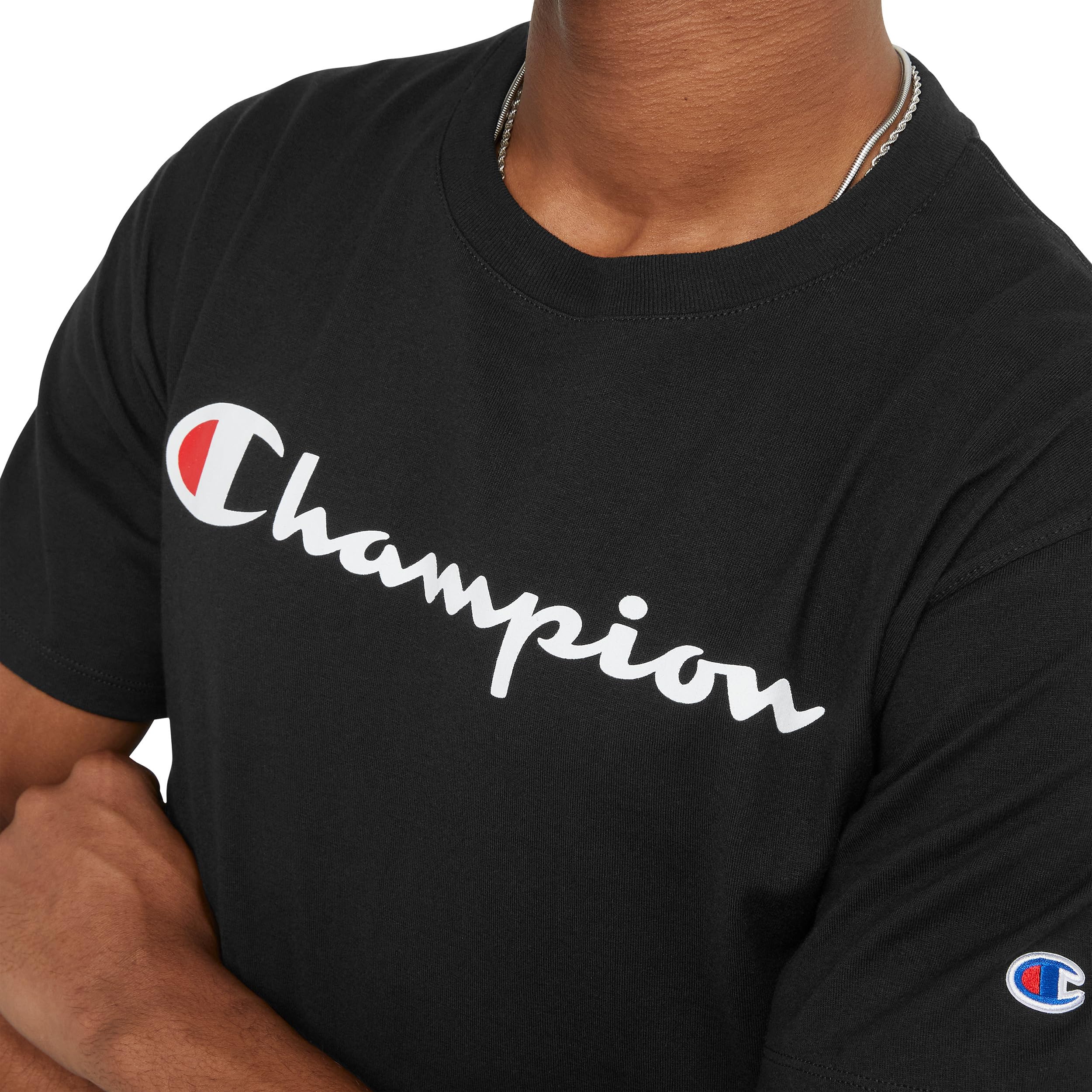 Champion mens Classic T-shirt, Classic Script T Shirt, Black-y06794, X-Small US