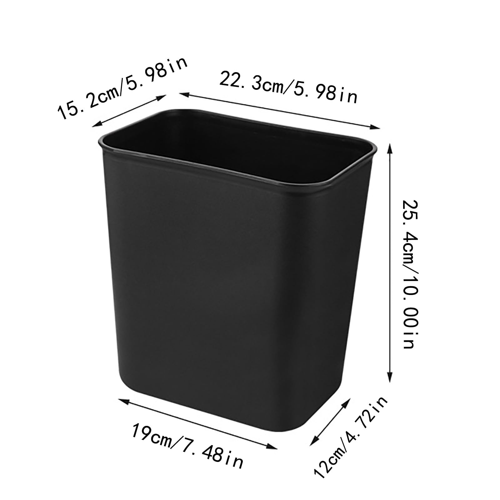 Generic Space Saving Trash Wastebasket, Rectangular Wastebasket,Fits Under Desk and Small, Narrow Spaces in Commercial, Kitchen, Home Office, and Dorm, Easy to Clean (6L)