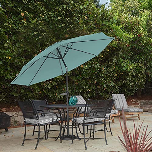 Pure Garden Patio Umbrella with Auto Tilt β 10 Ft Easy Crank Outdoor Table Umbrella Shade for Deck, Balcony, Porch, Backyard or Pool (Dusty Green)