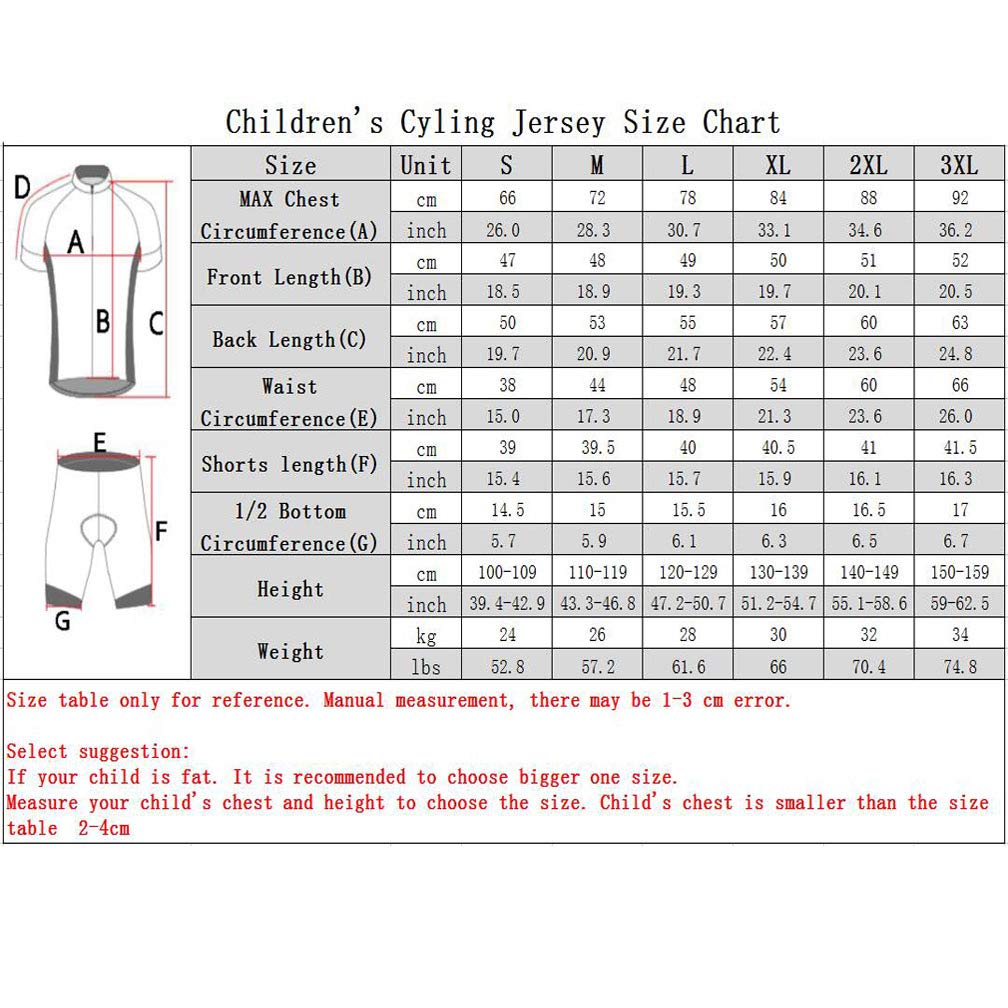Children Bike Clothing Riding Summer Cycling Jersey Shorts Padded Bicycle Sportswear Rocket Blue XL