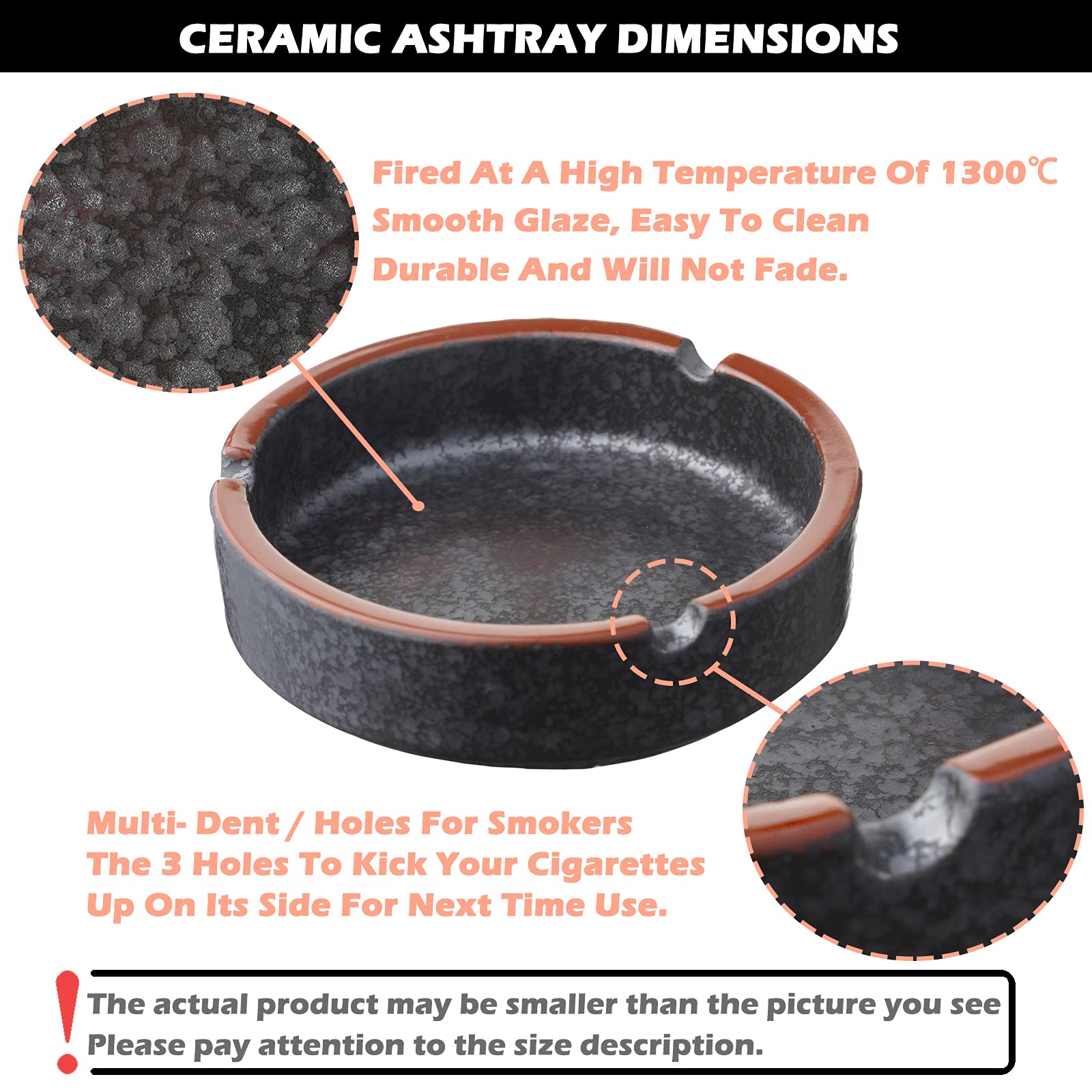 Ceramic Ashtray,Home Ashtray,Ashtray,Cigarette Ashtray For Indoor Or Outdoor Use,Coffee bar ashtray,Cool Lava Dazzling Black Ashtray
