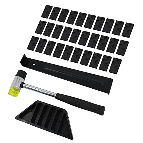 skyehomo Laminate Wood Flooring Installation Kit with 30pcs Spacers,Solid Rubber Tapping Block,Heavy Duty Pull Bar,Double-Faced Mallet,(33pcs)