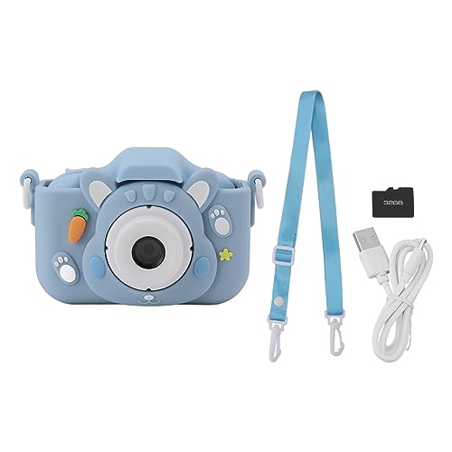 Children Digital Camera, Selfie Camera Toy USB Rechargeable Front Rear Lens 2.0in Screen for Boys Girls (Blue)