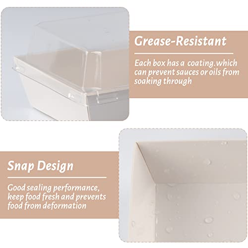 BUIYLV 50 Pack Charcuterie Boxes with Clear Lids, 4 Inches White Dessert Boxes To Go Disposable Mini Charcuterie Boxes for Cookie, Sandwich, Strawberry, Cupcake, Macaron, Cake Slice
