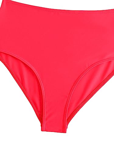 SOLY HUX Women's Color Block Halter High Waisted Bikini Set 2 Piece Swimsuit Bathing Suits Watermelon Pink Colorblock S