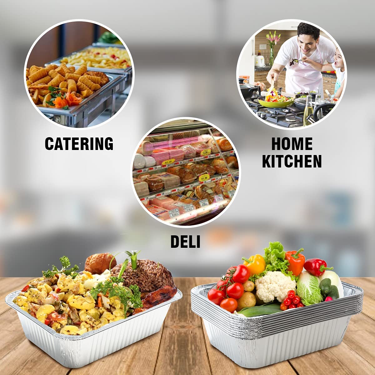 Diplastible Oblong Disposable Aluminum Pans with Lids - 20 Pack - 8.5 x 6 x 2.5 in 5-lb Pan with Foil Covers Perfect for Baking Cooking Food and Storage Container
