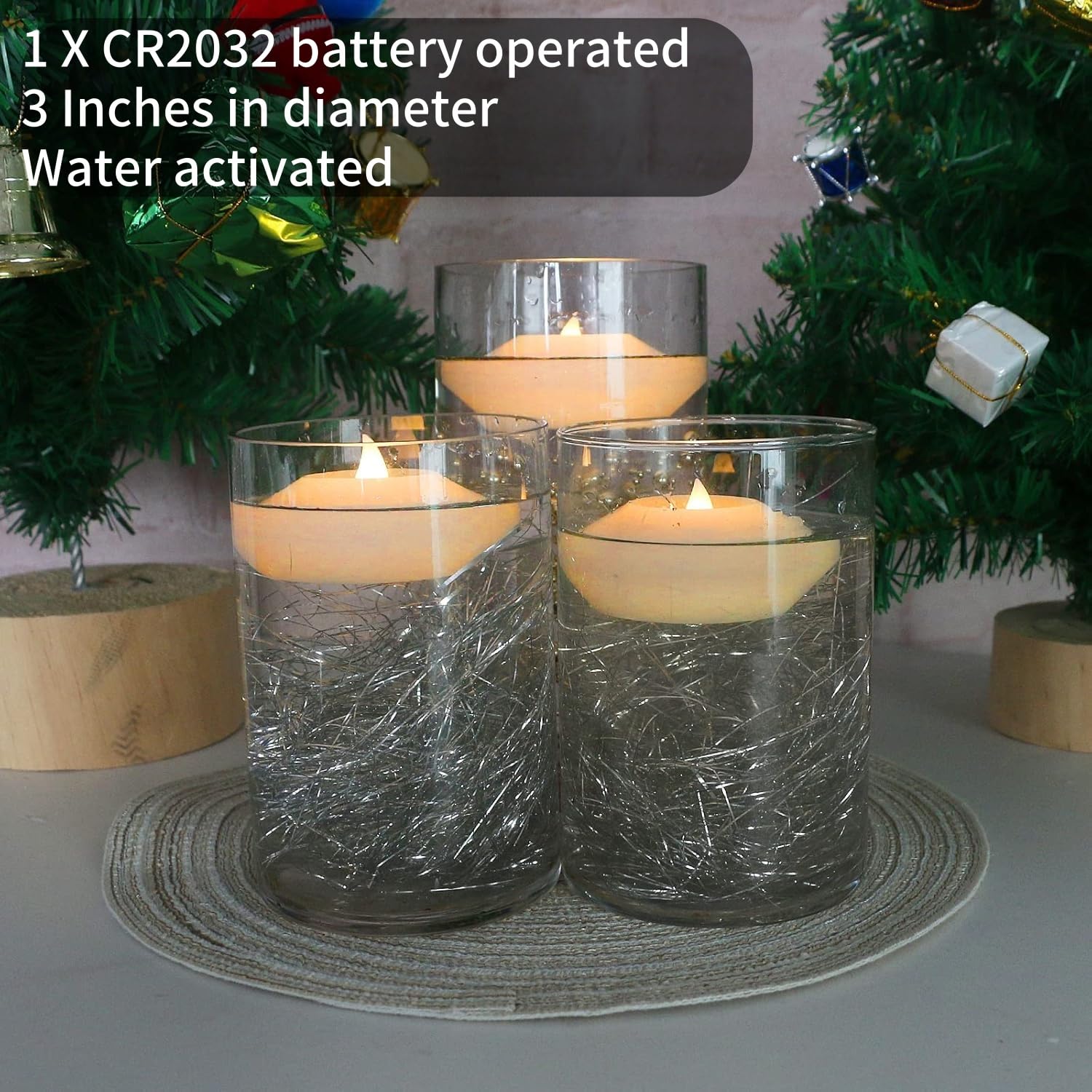 LACGO 48 PCS LED Waterproof Floating Novelty Candles Light, LED Battery-Powered Flameless Flicker Candle, Water Activated Candle, for Baby Shower, Wedding, Home, Party Decor(Warm White)