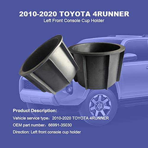 Cup Holder Center Console Inserts for 2010-2020 Toyota 4Runner Replaces Part # 66991-35030 6699135030 (2 Pieces)