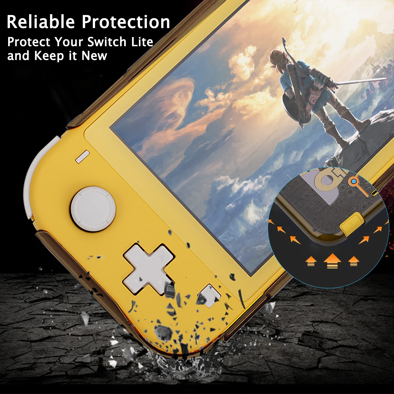 Dabozi Protective Case for Switch Lite of Zelda Breath of The Wild,Hard PC Shock-Absorption and Anti-Scratch Design, Embossed with Sheikah Slate Eye Compatible Switch Lite