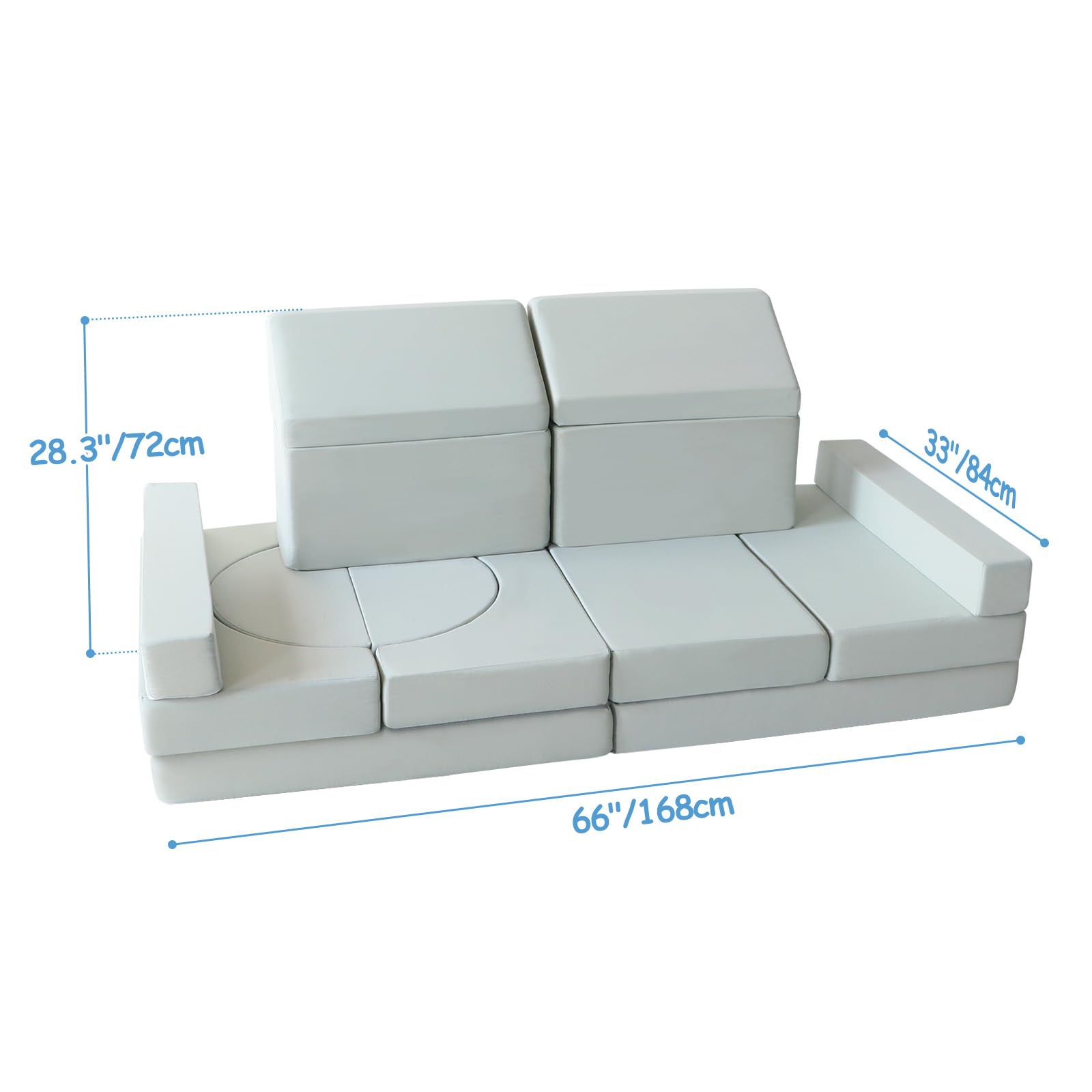 Lifestan Modular Kids Couch 14PCS, Play Couches for Creative Toddlers, Foldable Foam Couch for Playroom, Convertible Explorer Play Sofa Set for Indoor Playing, Creating, Sleeping1