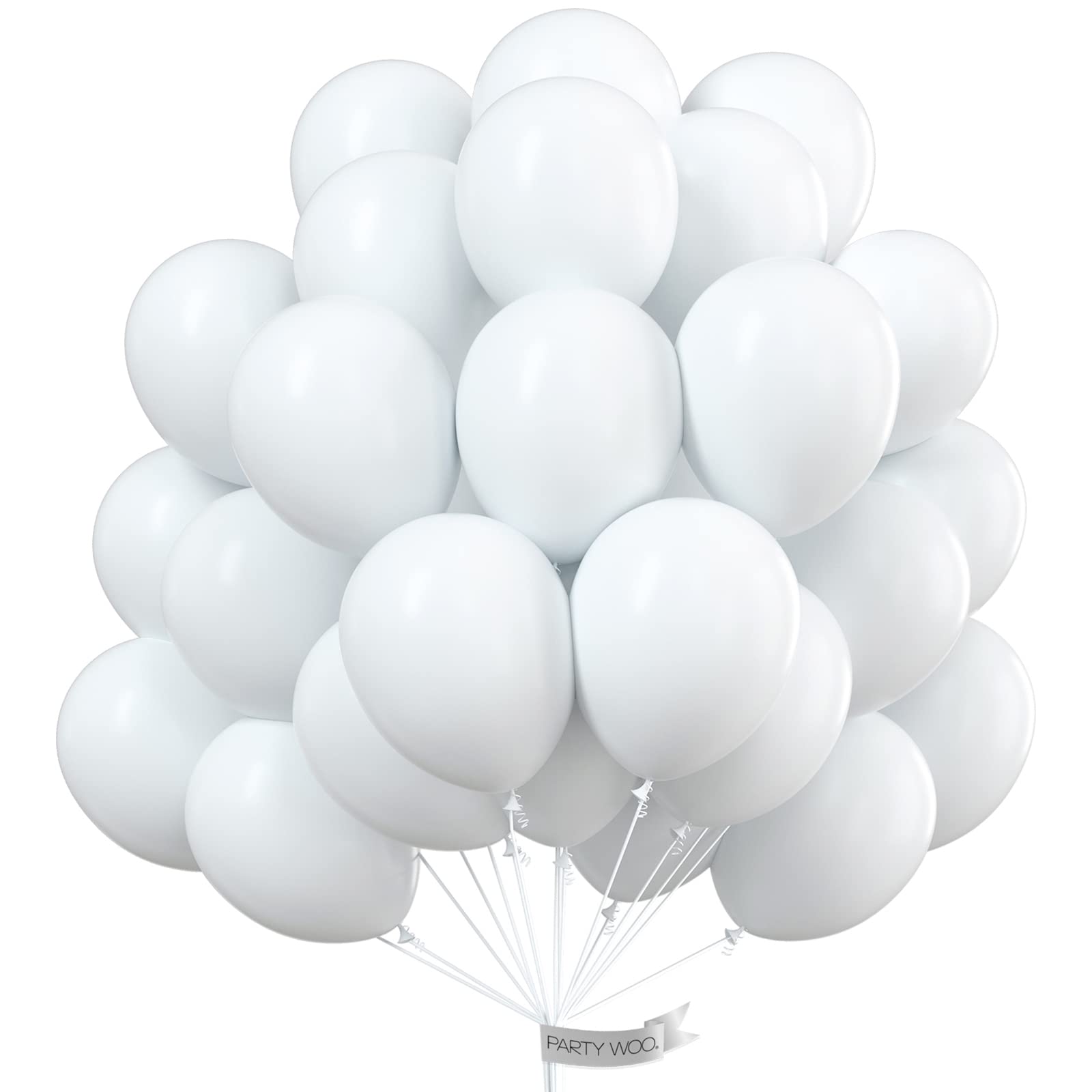 PartyWoo White Balloons, 51 pcs 12 Inch Matte White Balloons, White Balloons for Balloon Garland or Balloon Arch as Party Decorations, Wedding Decorations, Neutral Baby Shower Decorations, White-Y13