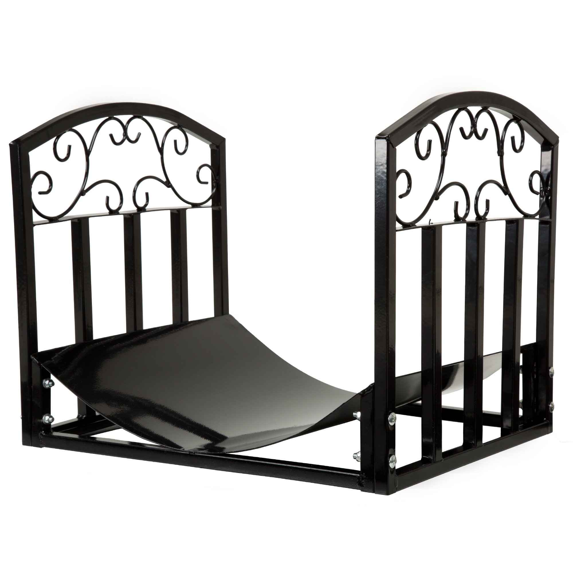 Pure Garden 50-126 Log Storage Rack-Metal Firewood Holder, Black