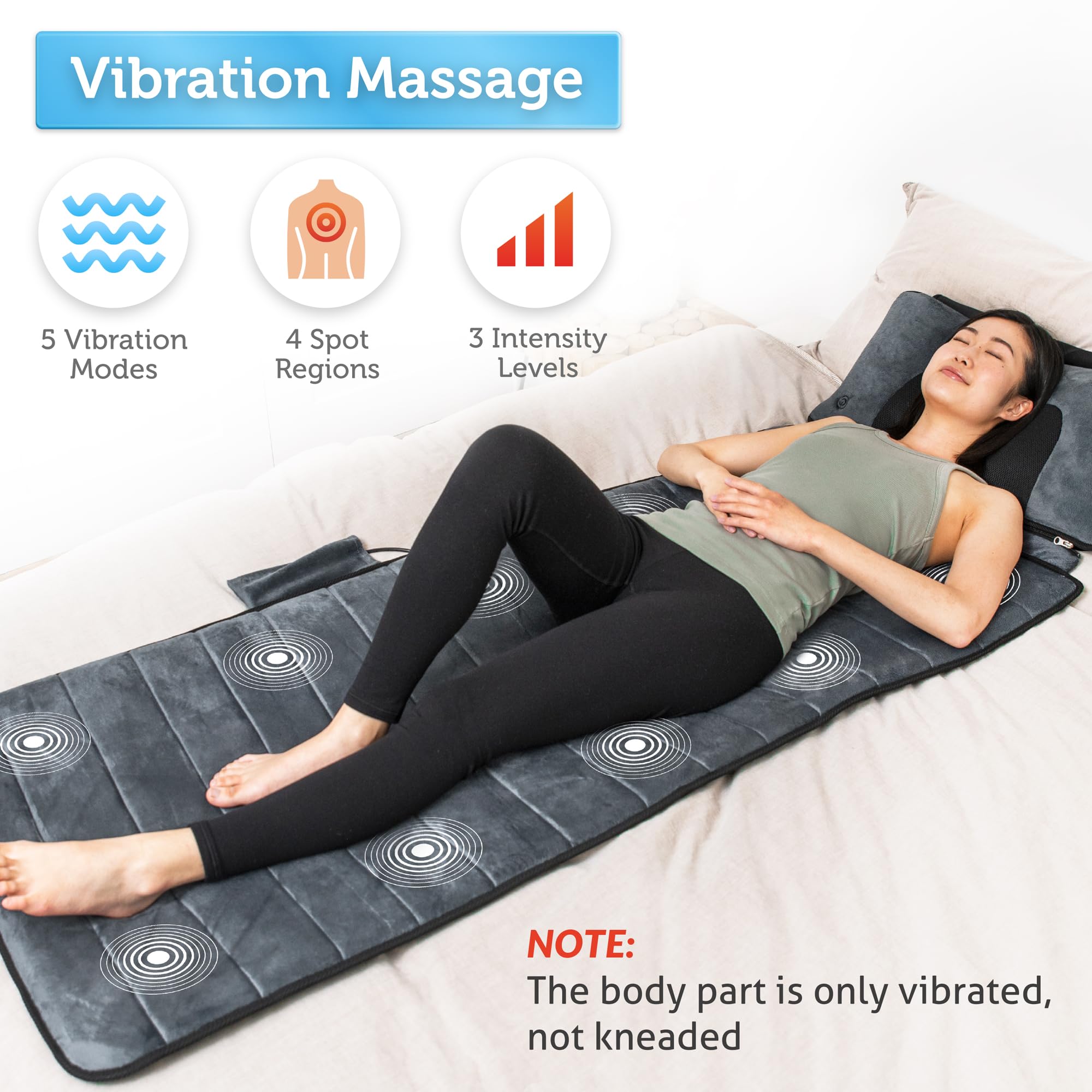 COMFIER Full Body Massage Mat with Movable Neck Pillow, 10 Vibrating Motors & 4 Heating Pads, Back Massager, Father's Day Gifts for Dad Men