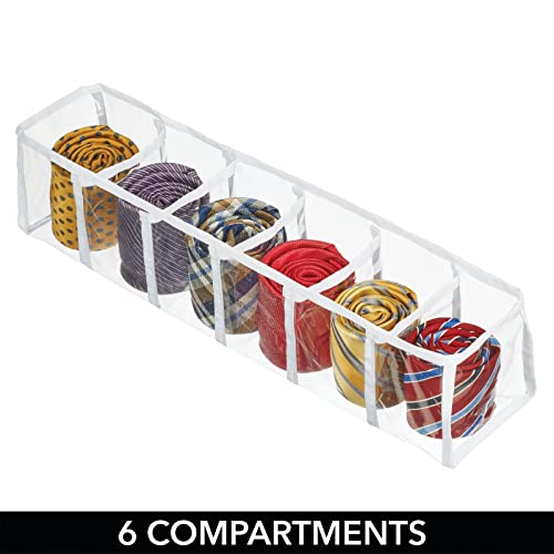 mDesign Rectangular Plastic Dresser Drawer Divider and Closet Storage Organizers for Lingerie, Bras, Socks, Underwear, Tights, Leggings, Scarves, Ties, Set of 3 - Clear/White