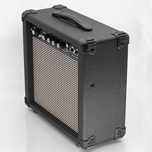 Leo Jaymz 20W Electric Guitar Amplifier - Clean and Distortion Channel - 3 Band Equalization and CD Line Input - Recording Studio, Practice Room, Small Courtyard (6.5" Black)