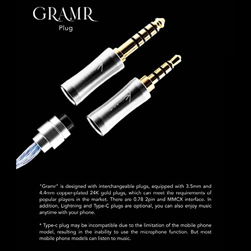 Kinera Gramr Modular High-Purity Silver-Plated OFC IEM Cable, Upgrade Earphone Cable with Detachable Boom Mic (Black 0.78 2PIN)