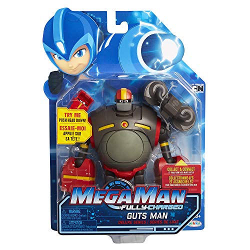 Mega Man Fully Charged β Deluxe Guts Man Articulated Action Figure with Expanding Belly and Guts Man Buster Accessory (to swap onto the Mega Man figure)! Based on the new show!