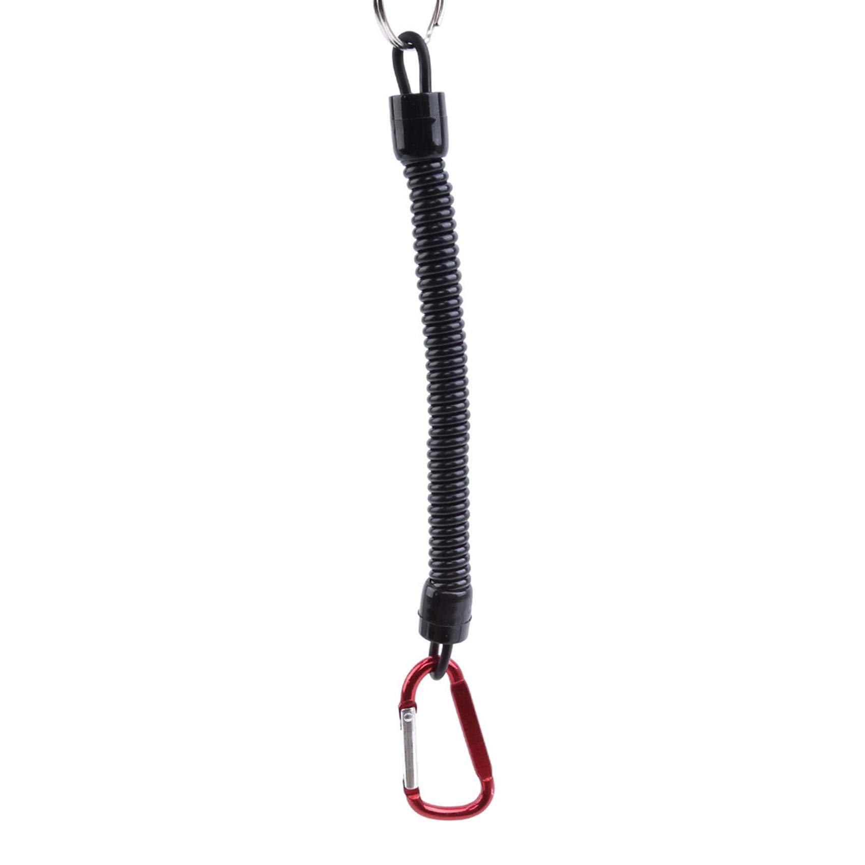 DONGMING Flexible Fishing Lanyards Theftproof Spring Coil Cord Keychain Safety Fishing Ropes,Red