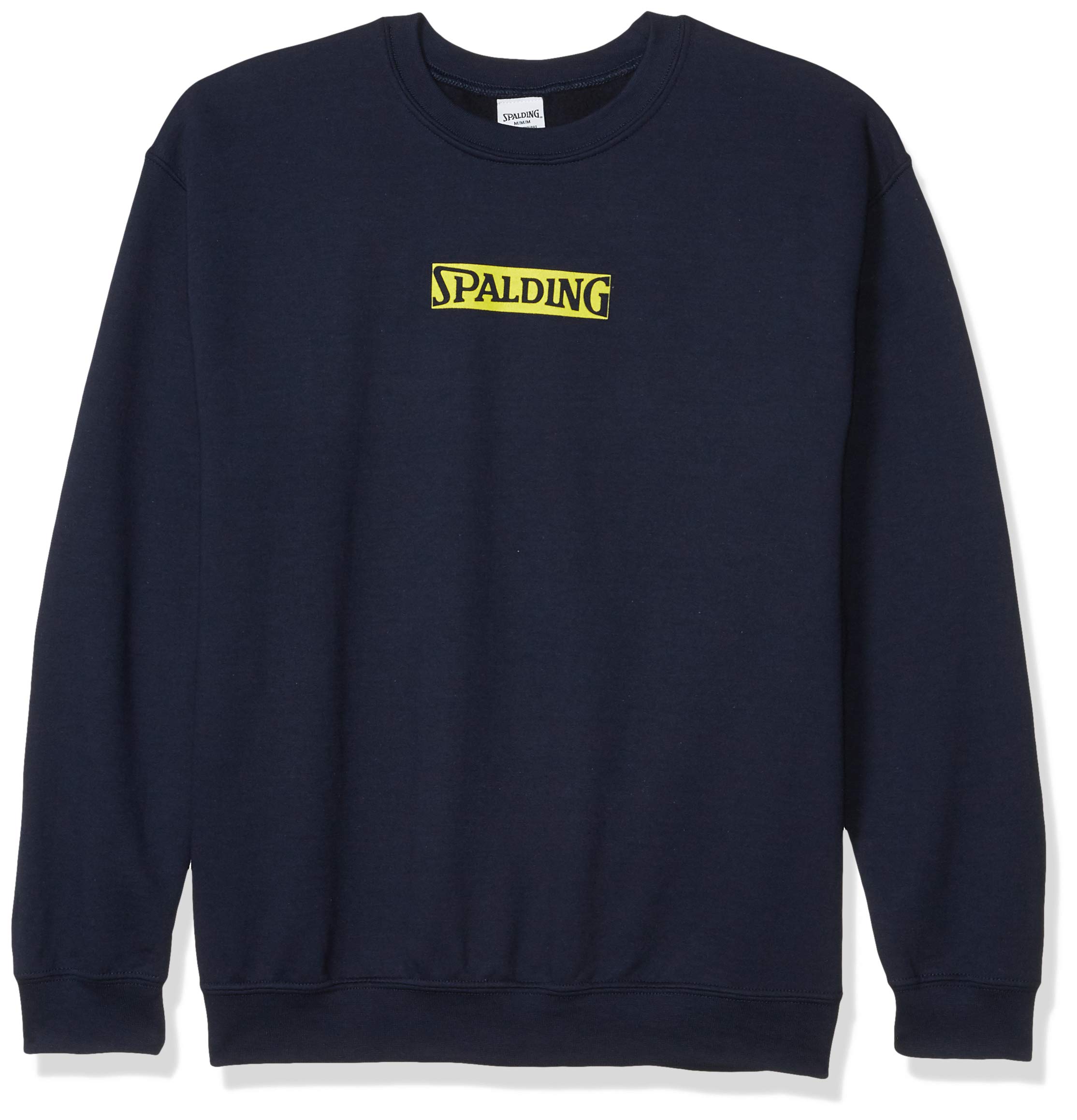 Spalding Men's Brand Logo Crew Neck Cotton Fleece Sweatshirt, Peacoat, M