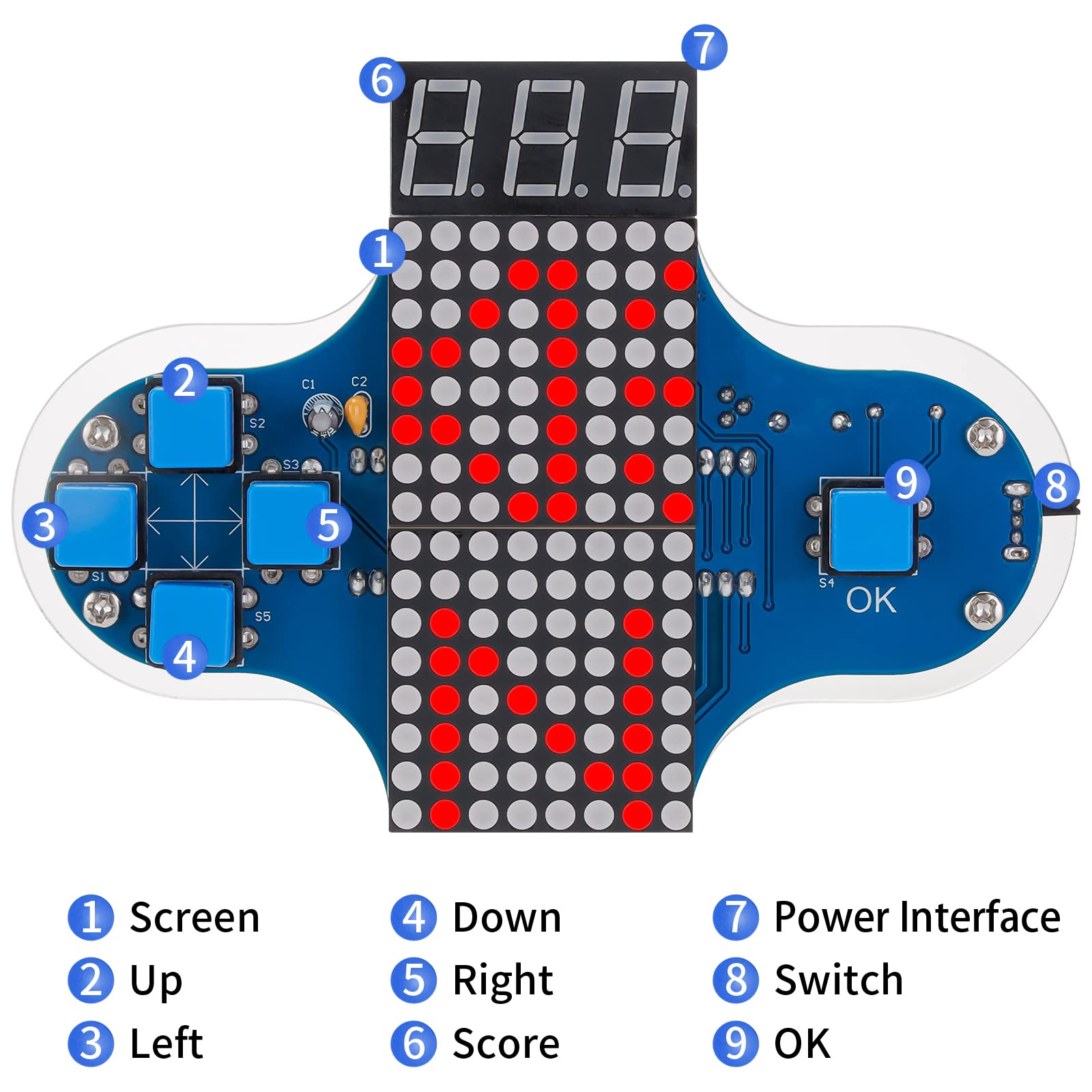 DIY Games Console Hand-held Kit: MakerFocus Classic Game Console Soldering Practice Kit Build Your Own Games Console with USB Cable Acrylic Case for STEM School Education Beginners Teenagers Adults