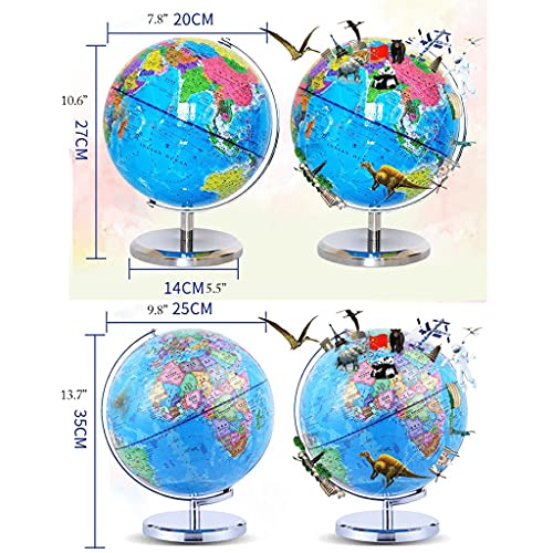 geographic globe Global 9.8" Blue Ocean World Globe With Metal Base Desktop Earth Globe Educational Geography Globes Of Earth For Kids & Adult world globe gift (Diameter 7.8"+ar) (