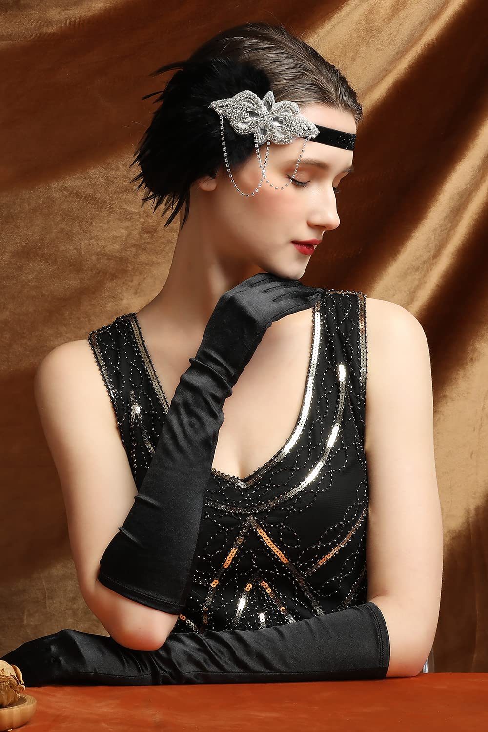 Comott Rhinestone Headband 1920s Great Gatsby Vintage Headpiece Flapper Headband Bride Wedding Hair Accessories for Women