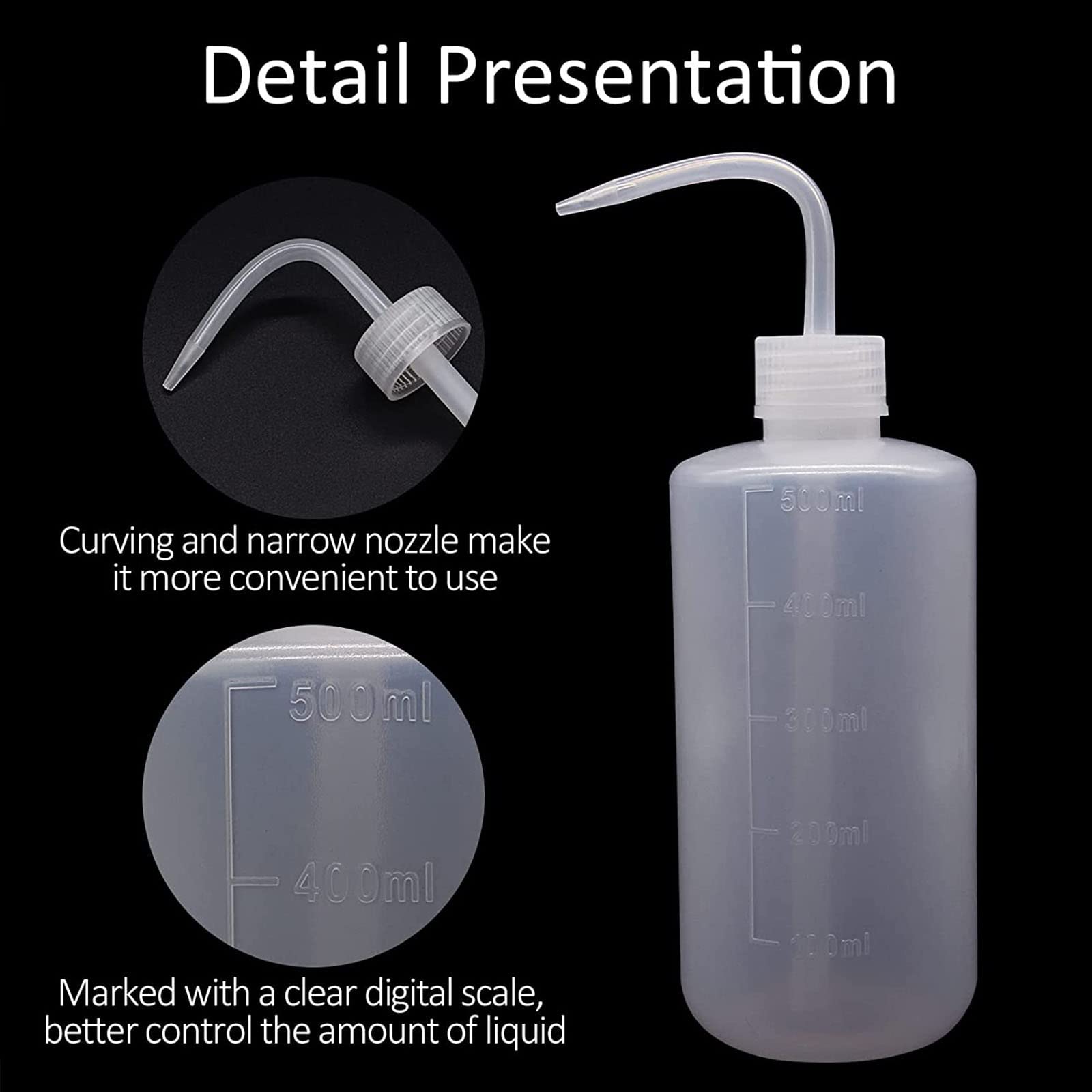 Sotica 2PCS Tattoo Bottles - 500ml Tattoo Wash Bottle Tattoo Spray Bottles Squirt Bottle Tattoo Squeeze Bottles For Tattooing with Measure(16oz) for Medical Lab Succulent Watering