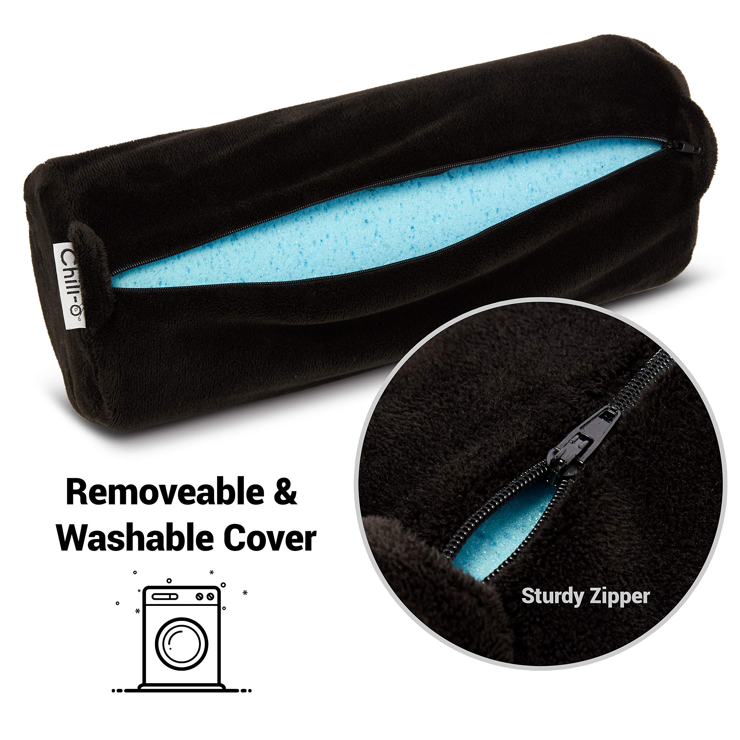 Chill-o Lumbar Support Pillow Roll for Lower Back, Neck, and Legs - Use in Chair, Car Seat, Bed, Office Chair (Can Reduce Back Pain and Strain) Removable Strap Allows for Many Uses - Great Gift