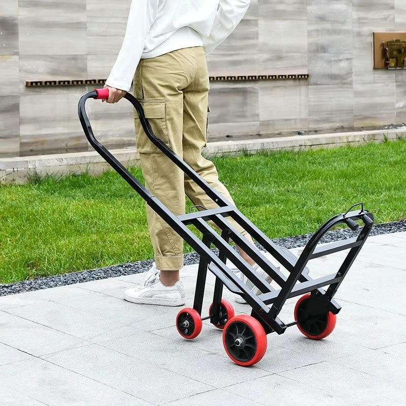 DOUBA Portable Folding Collapsible Dolly, Grocery Shopping Cart, Heavy Duty Utility Wagon with 4 Rubber Wheels