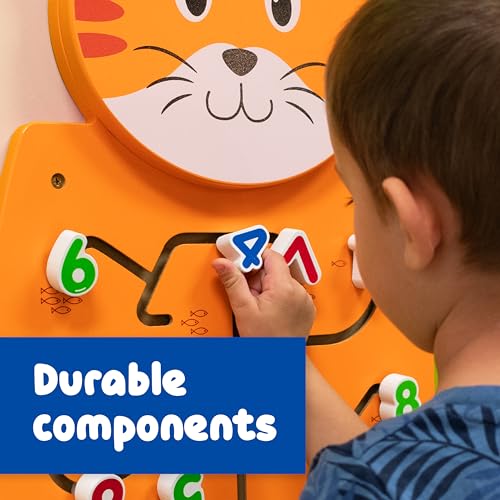 SPARK & WOW Cat Activity Wall Panel - Ages 18m+ - Montessori Sensory Wall Toy - Number Matching Activity - Busy Board - Toddler Room Décor
