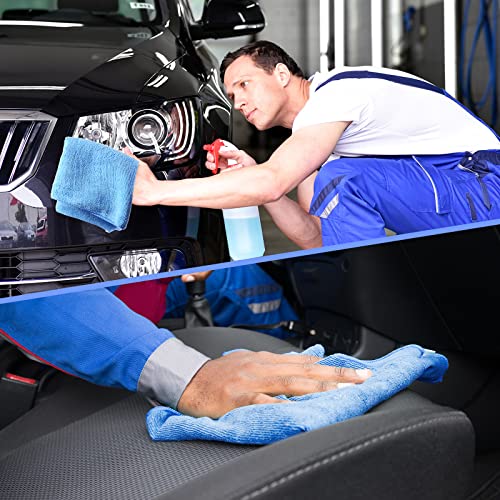 Tallew 12 Pack Microfiber Applicator Pad Microfiber Sponge for Car Include Round Wax Microfiber Applicator Rectangle Car Drying Towel Exterior Auto Detailing Kit for Cleaning (Blue)