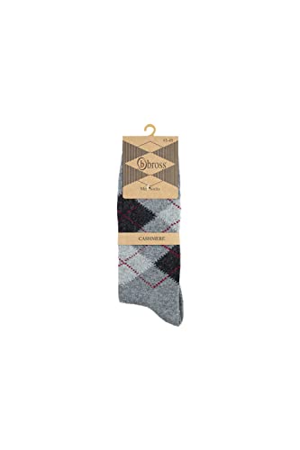 BROSS Checked Patterned Wool Men Socks ISoft Comfortable Wool Winter Socks for Men I Thick Socks I Cashmere Socks I (as1, numeric_9-12, Gray)
