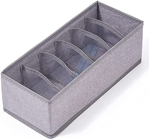 Qozary 6 Pack Sock Underwear Drawer Organizer Dividers, Collapsible Cabinet Closet Storage Boxes for Clothes, Socks, Lingerie, Underwear, Tie, Belt, Baby, Bedroom