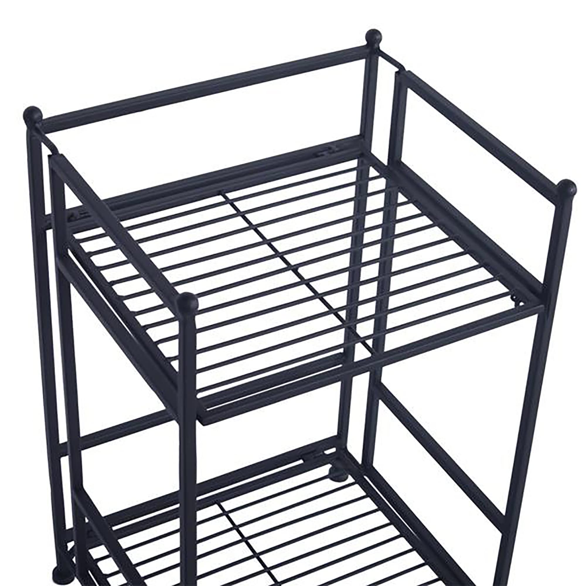 Double Folding Metal Shelving, Removable Garage Shelving, Kitchen and Garden Shelving, Black