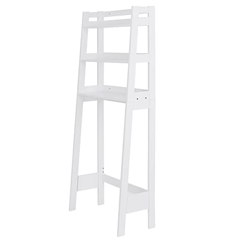 HomGarden Over The Toilet Organizer, 3-Shelf MDF Bathroom Space Saver Storage for Living Room Restroom Laundry, White