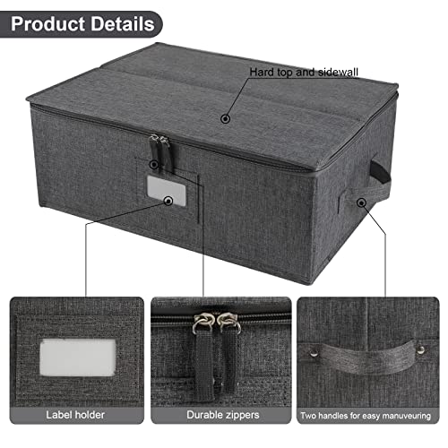 popoly China Storage Containers Inside 10" W x 8" H, Platter Storage Box, China Storage Case Containers