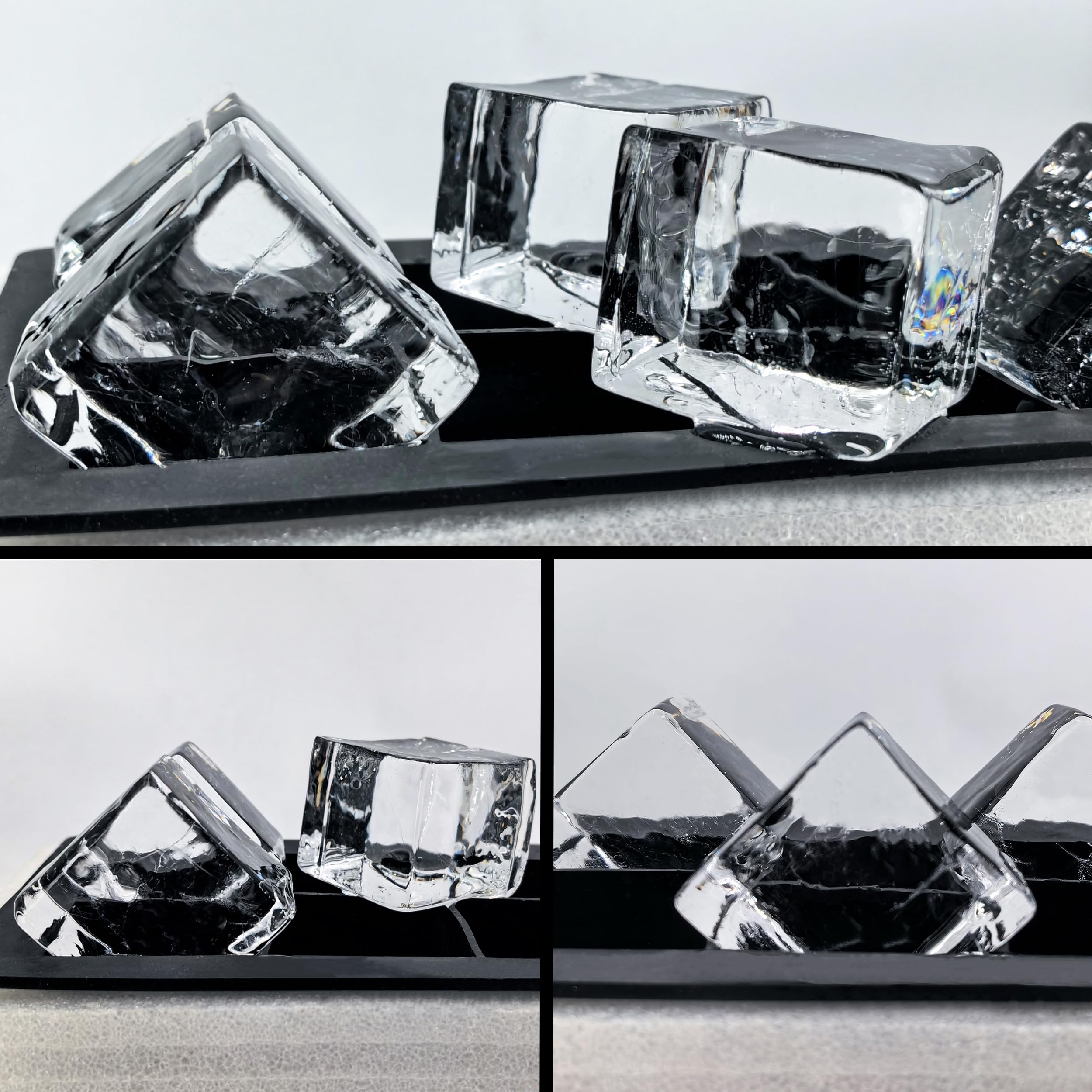 Clear Ice Cube Maker Tray - 2 Inch Ice Cube Silicone Mold,Crystal Clear Ice Cube for Whiskey and Cocktail