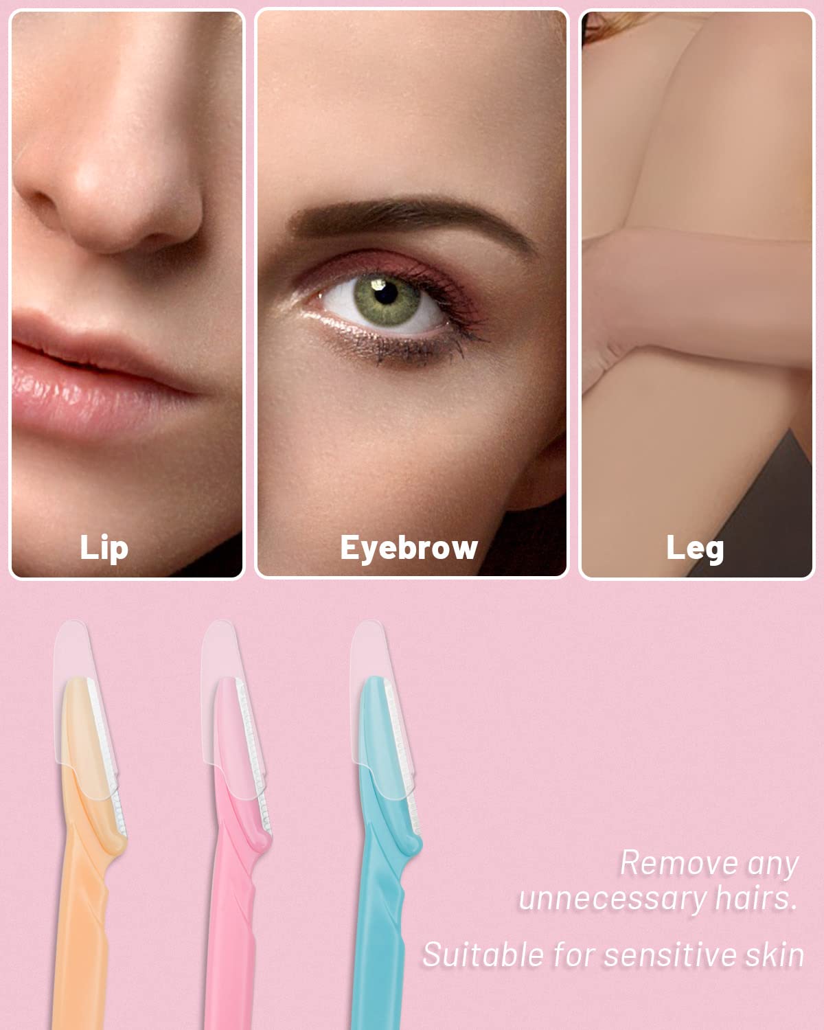 Eyebrow Razor for Women, 12 Pcs Dermaplaning Tool for Face Professional, Face Razor for Women Facial Hair Remover