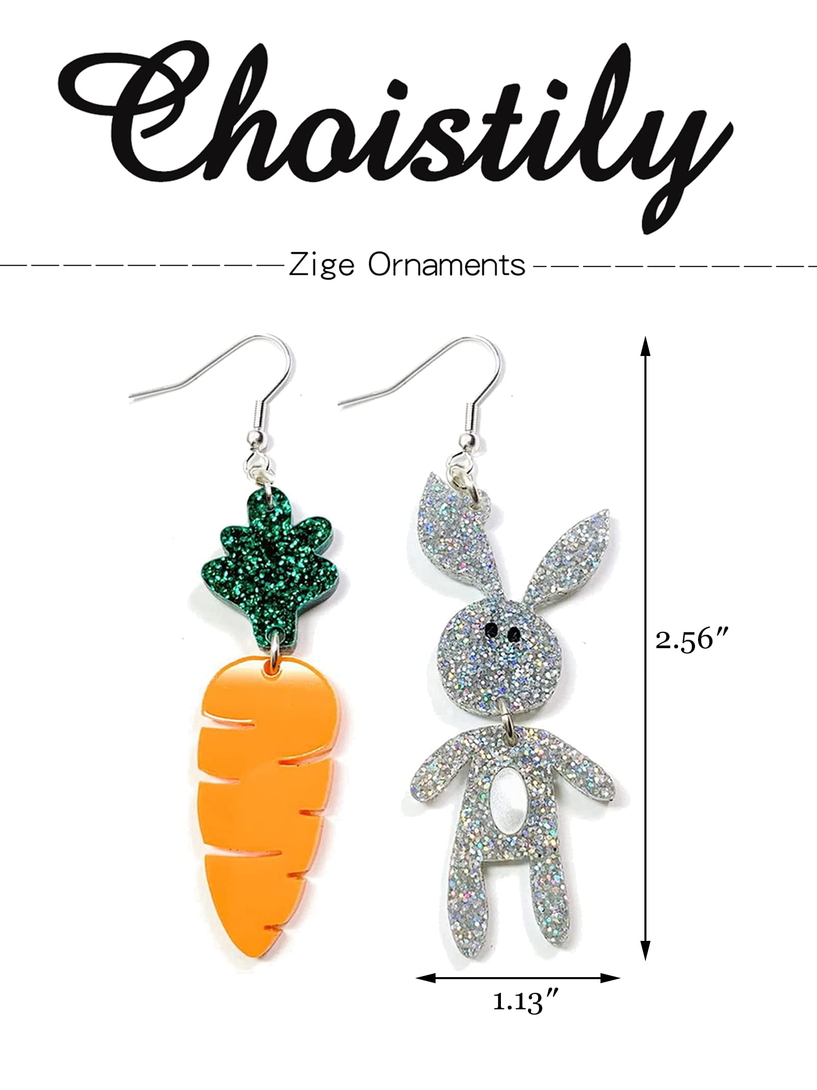 Choistily Easter Earrings for Women Bunny Earrings Easter Gifts Womens Rabbit Carrot Dangle Earrings Easter Basket Stuffers Easter Dresses 2024(Bunny