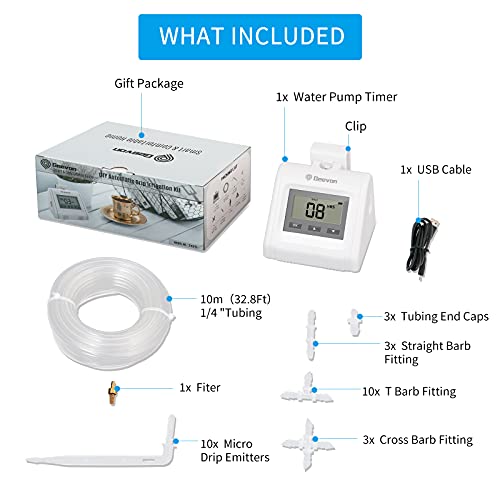Geevon Automatic Watering System for Potted Plants, Automatic Plant Waterer Indoor with 30-Day Programmable Timer, Automatic Drip Irrigation Kits for Vacation Plant Self Watering(USB Included)