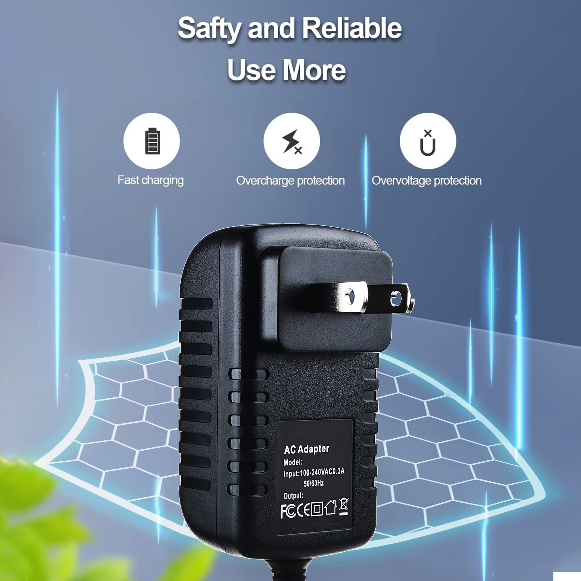 Dysead Adapter for 13V 2A AC/DC Adapter Power Supply Charger 2.5mm x 5.5mm Tip Center + Positive