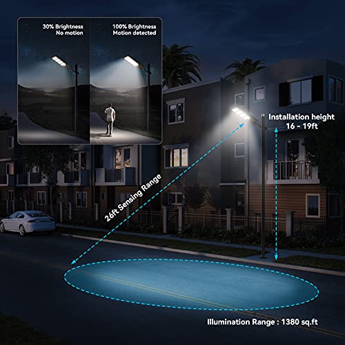 LANGY 200W Led Solar Street Lights, 360 PCS LED High Lumes Solar Powered Street Lamp Outdoor,Dusk to Dawn Security Led Post Street Light