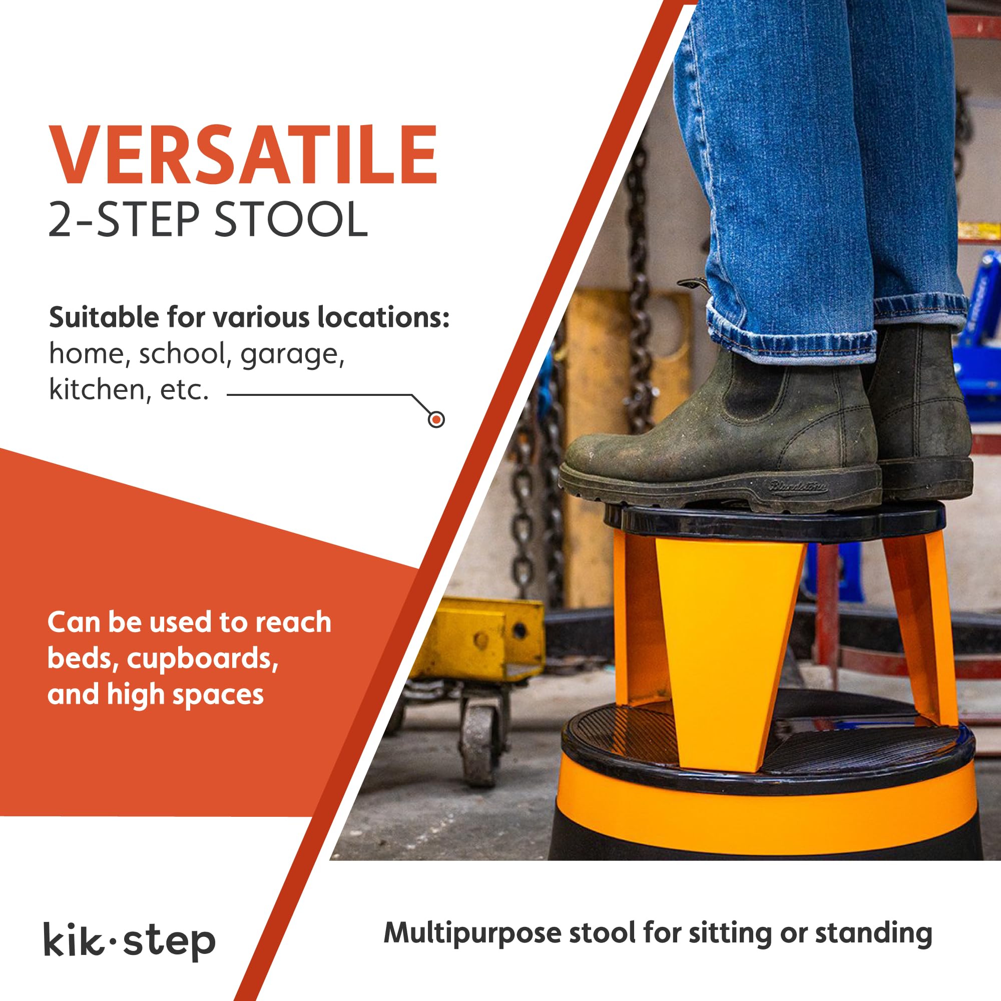 Cramer Kik Step Steel Step Stool - Two Step Stool, Holds 350 lbs (White)
