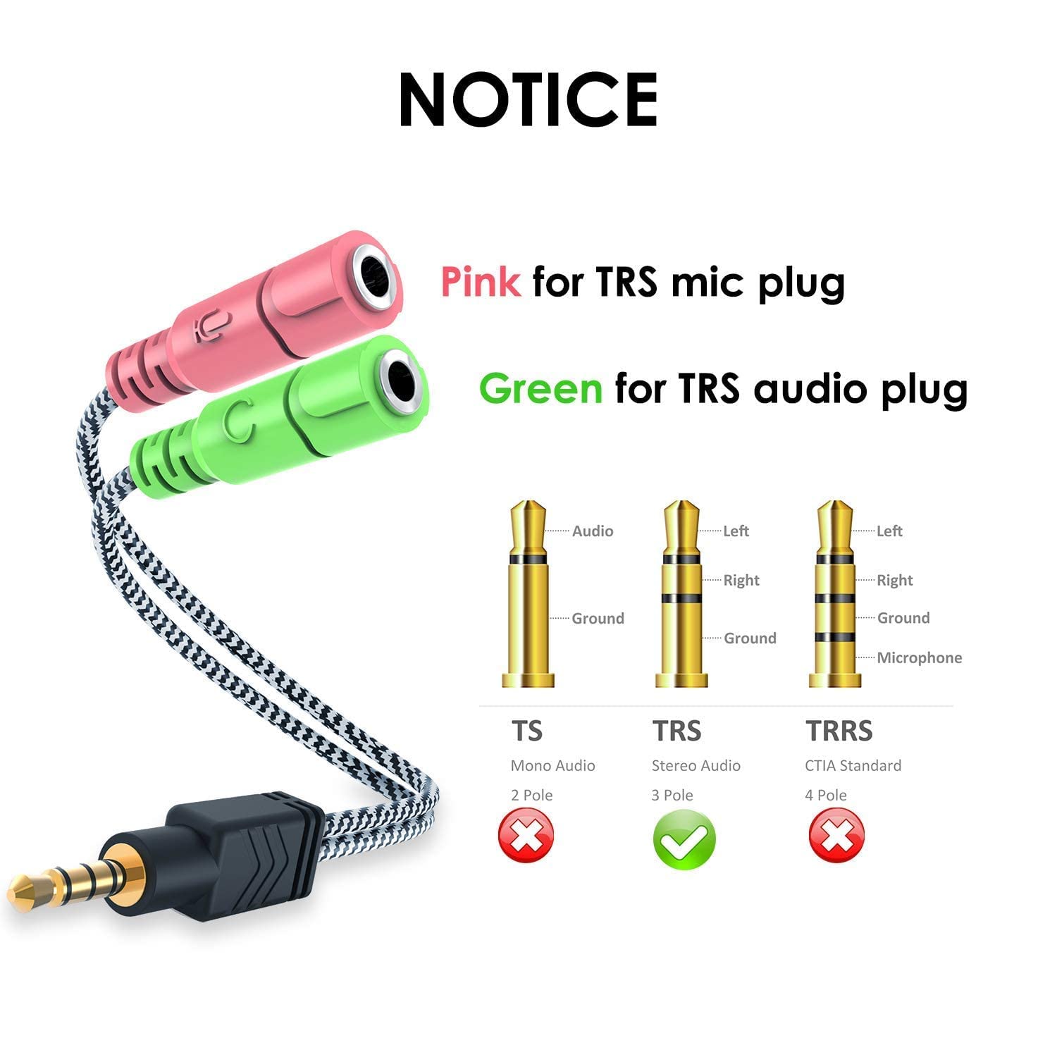 Bundle MillSO Headphone Mic Splitter, 3.5mm Headset Adapter 2 TRS Female to TRRS Male + MillSO USB External Sound Card Audio Adapter, USB to 3.5mm TRS Headphone and Microphone Stereo Jack Splitter