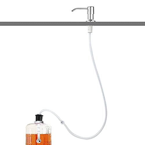 Gnimauhz Soap Dispenser for Kitchen Sink and Extension Tube Kit, Stainless Steel Soap Dispenser with 47 Inches Tube Connects Directly to Soap Bottle, Hand and Dish Soap Dispenser PumpïŒChromeïŒ