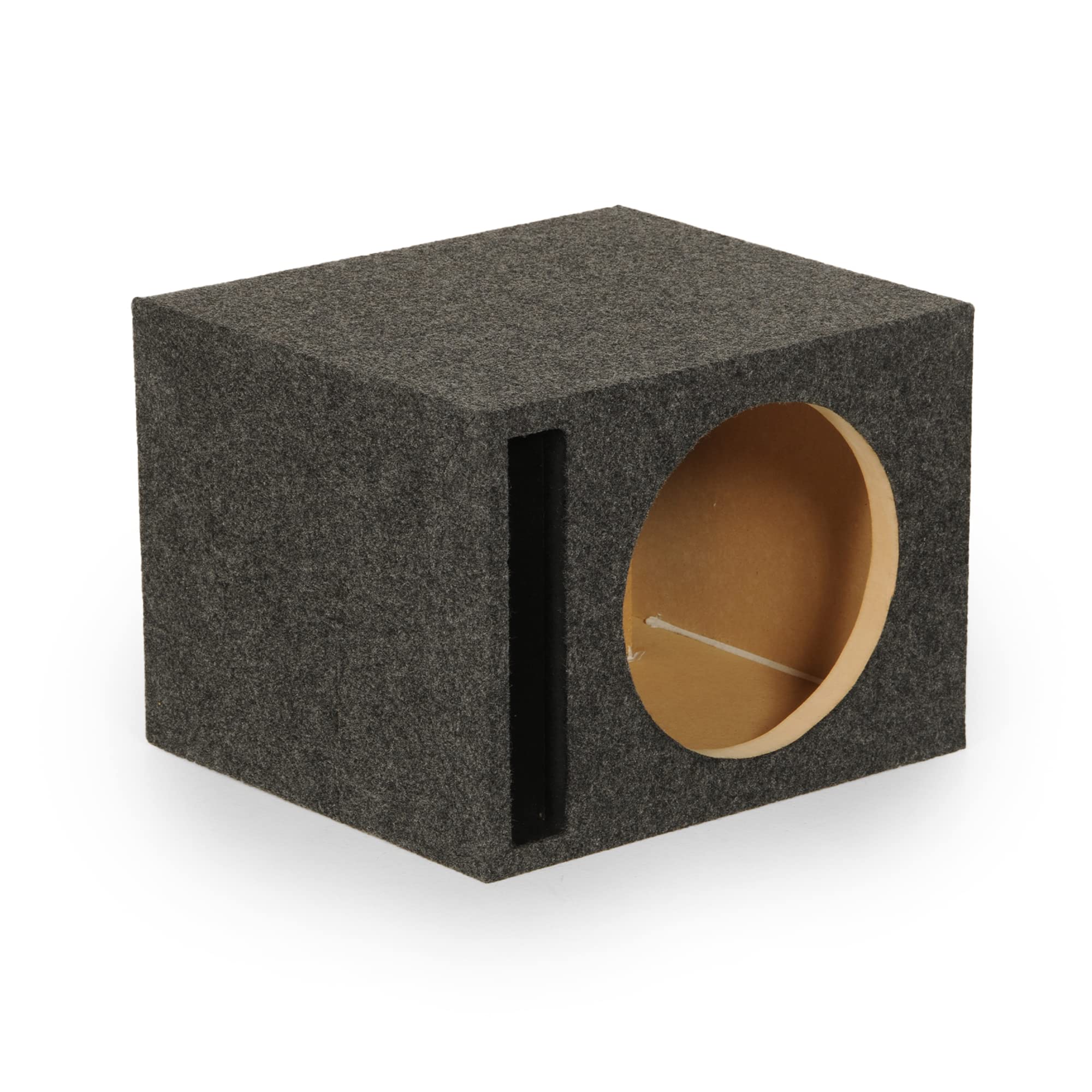 Q Power QBASS Dual Vented 12 Inch Heavy Duty MDF Material Single Car Audio Subwoofer Enclosure Box with 2 Vents for Heat Management, Charcoal (2 Pack)