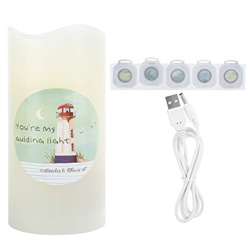 ViaGasaFamido LED Electronic Candle LightNovelty Lighting Flameless Candles Flameless Projector Candle LightCandle Rotating Night Light for Living Room Garden Home Table Decoration