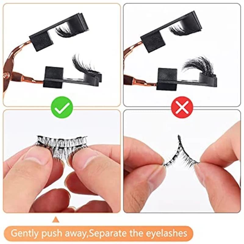 Gemonad Magnetic Eyelashes without Eyeliner 4 Pairs Reusable Dual False Lashes Natural Look 3D Effect Waterproof Fake Eyelash Set with Applicator(4-Pairs/16 Pieces)