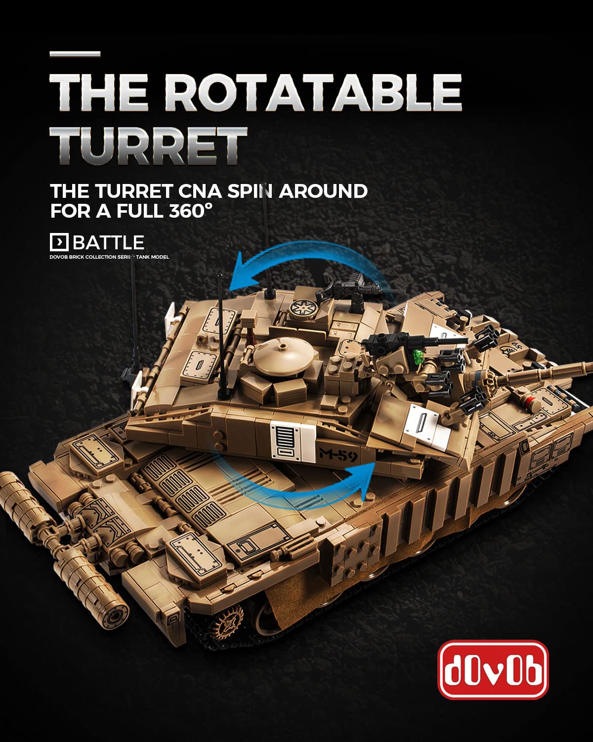 dOvOb Military Challenger Ⅱ Tank Building Blocks Set, 1687 Pieces Bricks, Army Toys as Gift for Kids or Adult